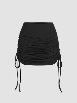 Buy Cider Ruched Drawstring Mini Skort Online
