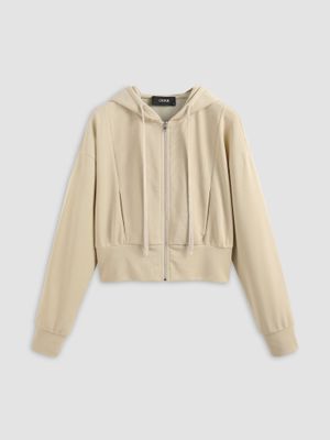 Buy Cider Solid Hooded Neckline Drawstring Zipper Hoodie Online