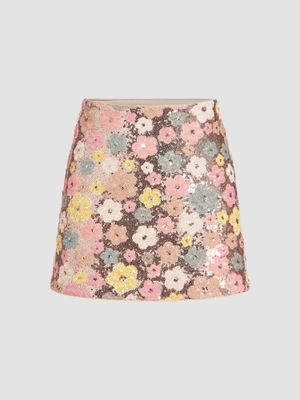 Buy Cider Sequins Floral Mini Skirt Online