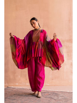 Buy SWATTI KAPOOR Rani Pink Colorblock Print Top (XS) Online