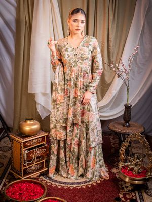 Buy Sainy Garg Couture Ivory Seraphina Sharara with Kurta and Dupatta ...
