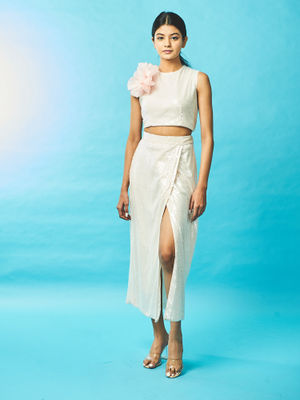 Weaving Cult Sets : Buy Weaving Cult Baby Pink Sequin Coord with 3d ...