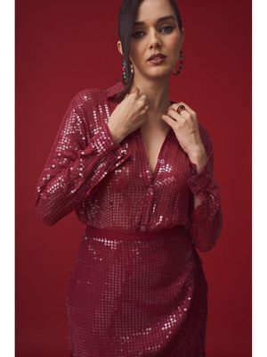 Buy LABEL FROW Maroon Nora Shirt (XS) Online