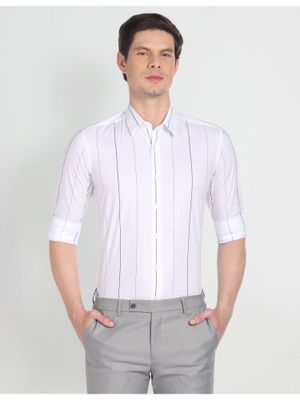 Buy Arrow Newyork Point Collar Vertical Stripe Shirt Online