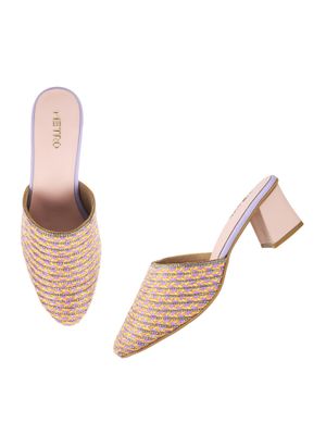 Buy Metro Womens Peech Mules Metro Peach Synthetic Resham Work Heels Online
