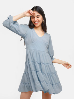 Buy Zink London Womens Grey Solid Mini Dress Online