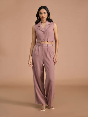 Buy RSVP by Nykaa Fashion Onion Pink Lapel Collar Waist Coat Pleated ...