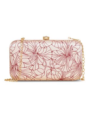 Buy Zouk Floral Printed Womens Mashru Silk Handcrafted Grey Clutch Online