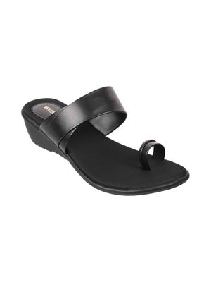 Buy Walkway Black Synthetic Solid/plain Women Wedges Online