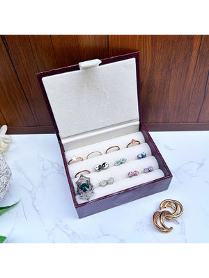 Buy La Trove Maroon Luxury Ring Organizer Box Online