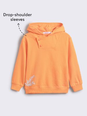 Buy Hopscotch Boys Orange Flap Button Hooded Terry Sweatshirt (2-3 ...