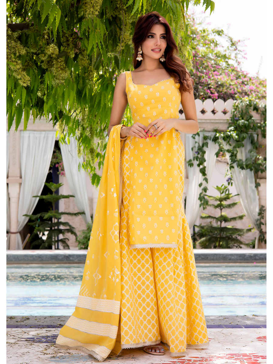 Buy Stylish Yellow Sharara Collection At Best Prices Online
