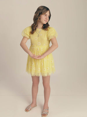 Buy VERO MODA Girls Yellow Fit and Flare Dress (4 Years) Online