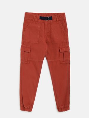 Buy Tales & Stories Boys Rust Cotton Regular Fit Solid Jeans online