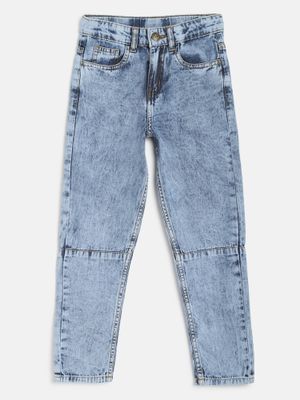 Buy Tales & Stories Boys Light Blue Cotton Slim Fit Solid Jeans online