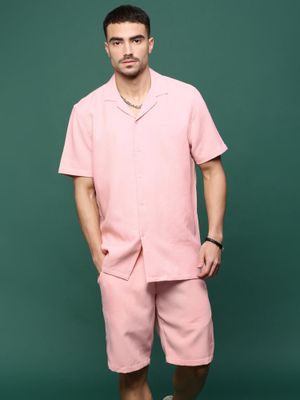 Buy SHOWOFF Men Pink Cuban Self Design Co-Ord (Set of 2) (M) Online