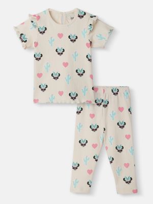 Buy Nautinati Girls Derby Rib Cotton Minnie Mouse Print Co-Ord (Set of ...