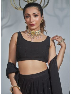 Buy Alaya by Stage3 Cister Co Black Sequin Blouse Online