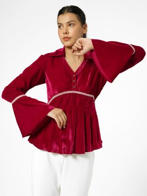 Buy Taurus Pink Solid Velvet Top online