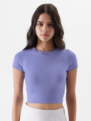 Buy The Souled Store Original Solids: Periwinkle Cropped Tops for ...