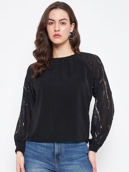 Buy Stylish Black Sequin Tops Collection At Best Prices Online