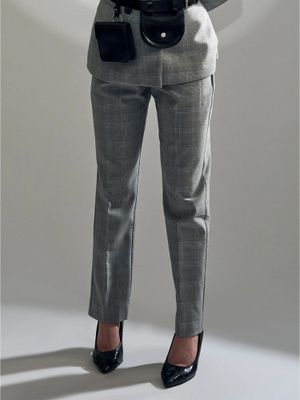 Buy Prot Official Grey Checked High Waist Formal Trouser (XXS) Online