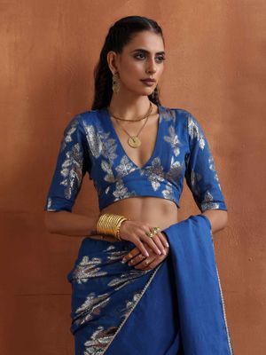 Buy trueBrowns Blue Metallic Blouse (2XS) Online