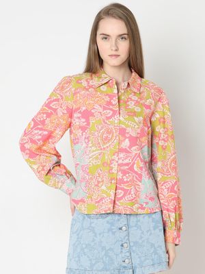 Buy VERO MODA Pink Floral Print Shirt (XS) Online