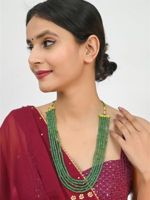 Buy Ratnavali Jewels Five Layer Parrot Green Colour Real Onyx Stone ...