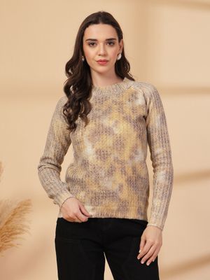 Buy Juelle Multi-Color Women Self Design Pullover Sweater (L) Online