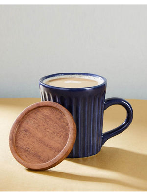 Buy Fabindia Blue Ashvath Ceramic Mug With Lid (280ml) Online