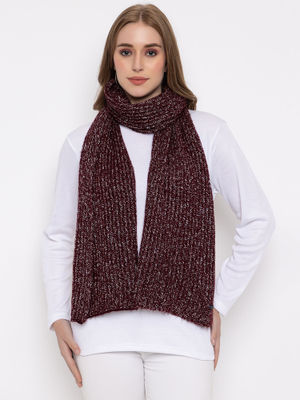 Buy 513 Women Wine Self Textured Soft Acrylic Muffler Online