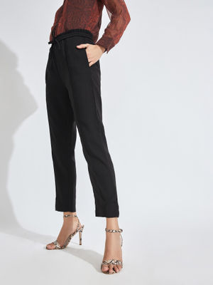 Buy The Label Life Black Drawstring Tapered Pants (XL) Online