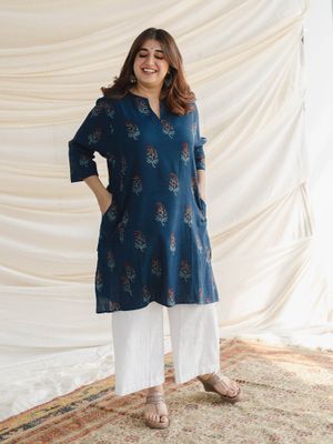 The Indian Ethnic Co. Kurtas : Buy The Indian Ethnic Co. Blue Bargad ...
