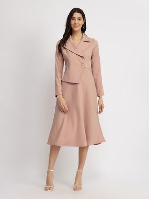 Buy FableStreet A-line Jacket Dress - Dusty Pink (XS) Online