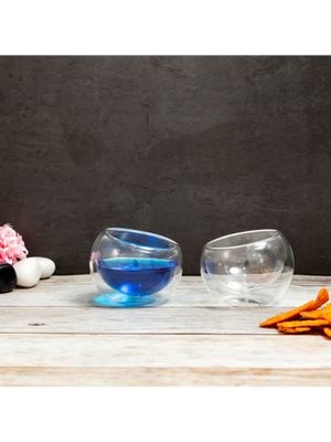 Buy EZ Life Borosilicate Double Wall Glass Dessert Bowls Insulated - 80 ...