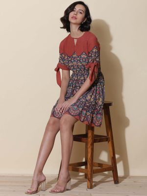 Buy Label Ritu Kumar Rust Printed Short Dress Online