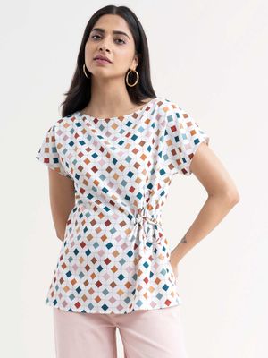 Buy Fablestreet Geometric Print Top - Multicolour Online