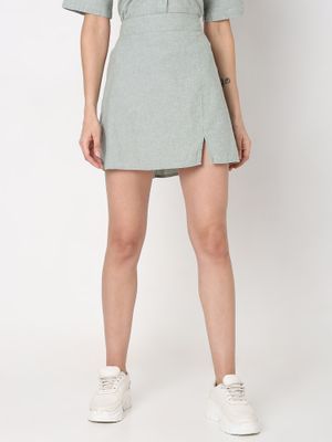 Buy VERO MODA Light Green Short Skirt Online