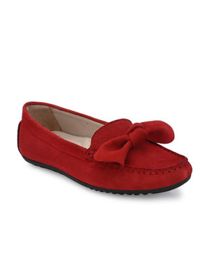 Buy Carlo Romano Solid Red Leather Mocassins Online