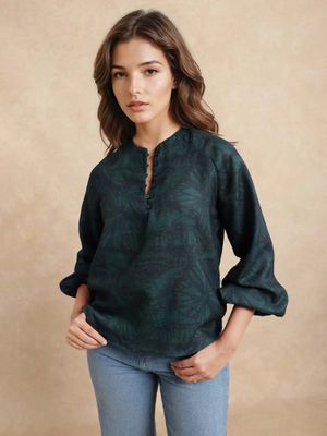 Buy RAREISM Women Teal Abstract Top (XL) Online