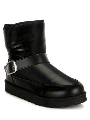 Buy London Rag Black Buckle Strap Puffy Ankle Boots (UK 3) Online