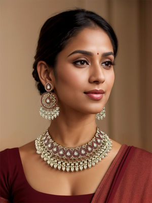 Buy Kalakrith Milano Women Multi-Color Aziza Begum Ruby Pearl Jewellery Set Online