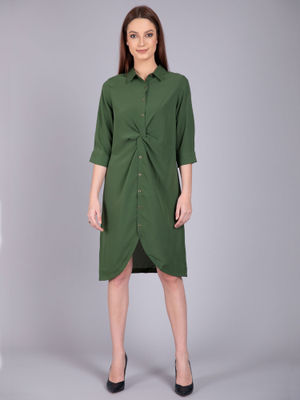 CAMLA knee_length_women_westernwear : Buy CAMLA Green Color Dress For ...