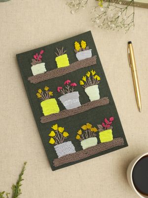Buy Design Gaatha Olive Green Deep Cotton Hand Embroidered Diary ...