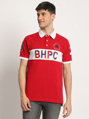 Buy Beverly Hills Polo Club Red Stacked Blocks Iconic Polo T-Shirt online