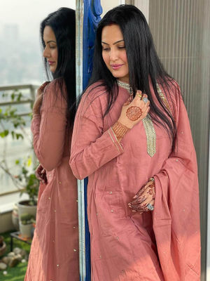 Buy Chidiyaa Jugnu Shami Rose Mulmul Cotton Kurta Pants with Dupatta ...