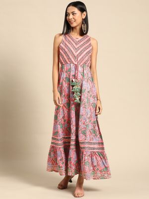 Rangmayee Maxi Dresses : Buy Rangmayee Womens Pink & Green Floral ...