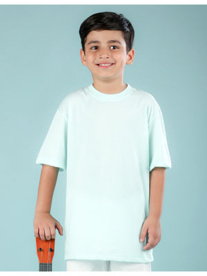 Buy Nusyl Boys Powder Blue Solid Oversized T-Shirt (2-4 Years) Online