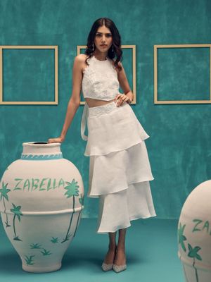 Buy ZABELLA Horizon Layered White Co-Ord (Set of 2) (XS) Online